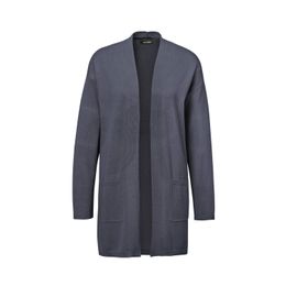 GOLDNER Damen Strickjacke "Kurzgr&ouml;&szlig;e Longstrickjacke mit aufgesetzten Taschen", blau, Gr. 21, Obermaterial: 60% Viskose CV. 40% Baumwolle CO.,