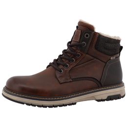 Tom Tailor Herren Winterboots, Gr. 41, braun, Lederimitat, Schuhe, mit zus&auml;tzlichem Rei&szlig;verschluss