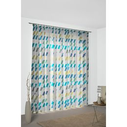 Vorhang WIRTH, B:132cm H:225cm, blau, Jacquard, Baumwolle, Polyester, Wohnzimmer, Gardinen, "Bray"