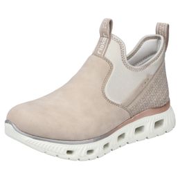 RIEKER SPORT Damen Schlupfboots, Gr. 41, beige, Lederimitat, Textil, Schuhe, High-Top-Sneaker, Schlupfboots mit elastischem Schaft