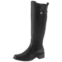 Rieker Damen Stiefel, Gr. 40, schwarz, Lederimitat, Schuhe, Langschaftstiefel, Blockabsatz, Stretch, mit Schnallenverzierung