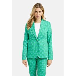 Milano Italy Damen Jackenblazer, grün, Gr. 44, bedruckt, Material: 75% Baumwolle, 22% Polyester, 3% Elasthan, Futter: 100% Polyester, Blazer, mit