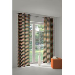 Vorhang Adam, B:145cm H:175cm, bunt, Jacquard, Baumwolle (Bio-Baumwolle), Wohnzimmer, Gardinen, "Circles", aus 100% Bio-Baumwolle