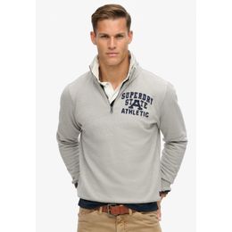 Superdry Herren Sweatshirt "VINTAGE ATHLETIC ZIP HENLEY", grau, Gr. XXXL, meliert, angeraute Sweatware, Obermaterial: 100% Baumwolle, Sweatshirts