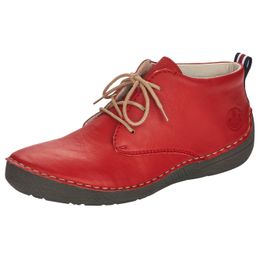Rieker Damen Schn&uuml;rboots, Gr. 40, rot, Lederimitat, Schuhe, Stiefelette, Schn&uuml;rstiefelette mit Rahmennaht