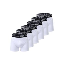 Jack & Jones JACK & JONES Herren Boxershorts "Boxershort SENSE TRUNKS 3 PACK 6er Pack", Gr. M, wei&szlig;, Obermaterial: 95% Baumwolle CO. 5% Elasthan EL., Unterhosen