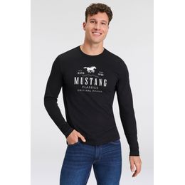 Mustang Herren Langarmshirt "Style Adrian", schwarz, Gr. XL, Obermaterial: 100% Baumwolle, Shirts