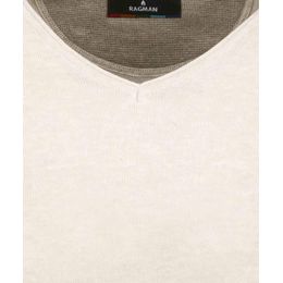 Ragman Herren V-Ausschnitt-Pullover, beige, Gr. XXXL, 100% Baumwolle, Pullover
