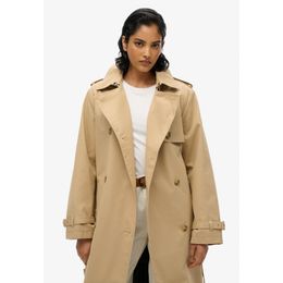 Superdry Damen Trenchcoat "CLASSIC TRENCH JACKET", beige, Gr. XL, unifarben, Web, Obermaterial: 100% Baumwolle, M&auml;ntel, aus Baumwolle, Slim Fit, mit