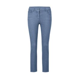 GOLDNER Damen 7/8-Hose "Schmale Stretchhose BELLA", blau, Gr. 44, Obermaterial: 65% Baumwolle CO. 31% Polyester PES. 4% Elasthan EL., Hosen