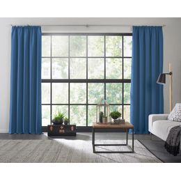 Vorhang WIRTH, B:145cm H:150cm, blau, Polyester, Wohnzimmer, Gardinen, "Dim out"