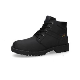 Camel Active Herren Winterboots, Gr. 46, schwarz, Leder, Schuhe, Schn&uuml;rstiefel mit Profilsohle und Warmfutter