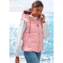 ELBSAND Damen Steppweste, rosa, Gr. M, Obermaterial: 100% Polyester. Futter: 100% Polyester. F&uuml;llung: 100% Polyester, Westen, mit gro&szlig;em Logoprint