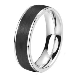 DOOSTI Damen Trauring "Schmuck Geschenk Edelstahl Trauring Ehering Partnerring LIEBE", 64, ohne Zirkonia, Carbon Edelstahl, 6mm, schwarz, Carbon,