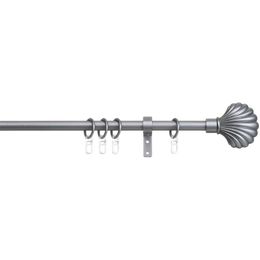 Gardinenstange Indeko, L:120cm &Oslash;:16mm, silber, Stahl, Gardinenstangen, "Volterra", Komplett-Set inkl. Ringen und Montagematerial