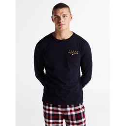 Herren Langarmshirt "LS TEE LOGO GOLD", Tommy Hilfiger Underwear, Gr. L, blau, Single Jersey, Obermaterial: 100% Baumwolle, unifarben, Shirts