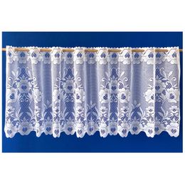 Weckbrodt-Gardinen Scheibengardine WECKBRODT, B:95cm H:42cm, wei&szlig;, Jacquard, Polyester, K&uuml;che, Gardinen, "Marburg", Bistro, Jacquard, strukturiert, floral, gebl&uuml;mt,