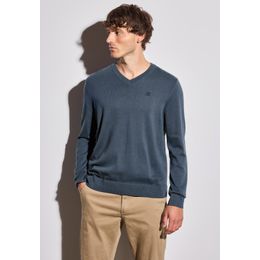 Street One MEN Herren Strickpullover, blau, Gr. XXXL, unifarben, Web, 100% Baumwolle, Pullover, aus reiner Baumwolle