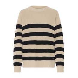 oxmo Damen Strickfleece-Pullover "Strickpullover OXKAVINA", beige, Gr. M, Obermaterial: 70% Baumwolle CO recyc.. 30% Polyester Pol. recyc.., Pullover