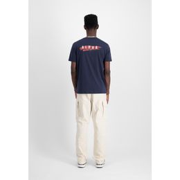 Herren T-Shirt "Signature Puff Print Backprint T-Shirt", blau, Gr. XXL, Alpha Industries, Obermaterial: 100% Baumwolle, Shirts