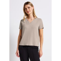 Street One Damen T-Shirt, beige, Gr. 36, unifarben, Stoff, 76% Viskose, 20% Modal, 4% Elasthan, Shirts, aus strecthigem Viskosematerial