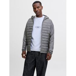 Jack & Jones JACK & JONES Herren Steppjacke "JJESTATE HYBRID JACKET NOOS", grau, Gr. XS, unifarben, Web, Obermaterial: 100% Polyester, Jacken, mit Kapuze