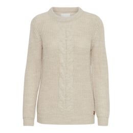 oxmo Damen Strickfleece-Pullover "Strickpullover OXNatasja", beige, Gr. S, Obermaterial: 85% Polyacryl PAN. 15% Wolle WO., Pullover