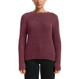 QS Damen Strickpullover, rot, Gr. M, unifarben, Strick, Obermaterial: 50% Baumwolle, 50% Polyacryl, Pullover, mit Strickmuster und Rundhalsausschnitt