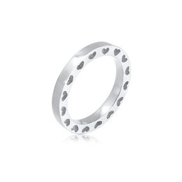 Elli Damen Fingerring "Herz Side Cut Out Bandring Love 925 Silber", 52mm, ohne Stein, Silber 925 (Sterlingsilber), 3mm, silber, Silber 925