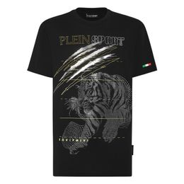 Plein Sport Jungen T-Shirt "Tiger", silber, Gr. S, Obermaterial: 100% Baumwolle, Shirts