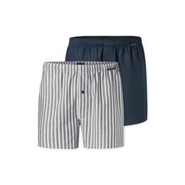 Schiesser Herren Webboxer "Web-Boxershorts Webware 2P 2er Pack", Gr. XL, blau, Obermaterial: 100% Baumwolle CO., Unterhosen