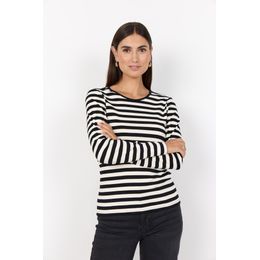 soyaconcept Damen Langarmshirt "SC-IRIDI 1", schwarz, Gr. L, gestreift, Single Jersey, Obermaterial: 94% Baumwolle, 6% Elasthan, Shirts