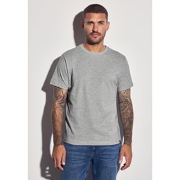 Street One MEN Herren T-Shirt, grau, Gr. L, unifarben, Web, 100% Baumwolle, Shirts, aus reiner Baumwolle