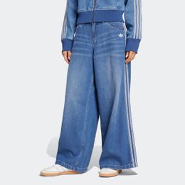 Damen Sporthose "DENIM WIDE PANT", blau, Gr. 33, adidas originals, Obermaterial: 100% Baumwolle, Hosen, adidas Jeans, lässiger Style von der Moder