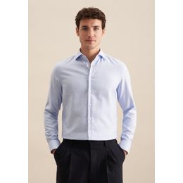 Seidensticker Herren Businesshemd "Slim", blau, Gr. 45, Strukturmuster, 100% Baumwolle, Hemden, Slim 1/1 Kentkragen Struktur