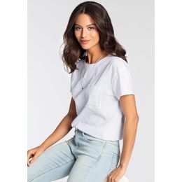 Laura Scott Damen T-Shirt, wei&szlig;, Gr. 44, clean, unifarben, Single Jersey, Obermaterial: 100% Baumwolle, Shirts, Kurzarm, figurumspielender Schnitt,