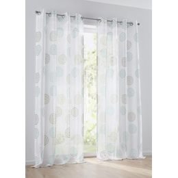 Vorhang Kutti, B:135cm H:225cm, blau, Baumwolle, Polyester, Wohnzimmer, Gardinen, "Bella", Gardine, halbtransparent, Ausbrenner, bedruckt,