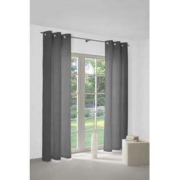 Vorhang WIRTH, B:135cm H:145cm, grau, Jacquard, Baumwolle, Wohnzimmer, Gardinen, "Neveres"