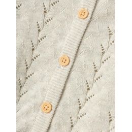 name it M&auml;dchen Strickjacke "NMFBANNI f&uuml;r M&auml;dchen mit Ajour-Strick und Rippb&uuml;ndchen", beige, Gr. 92, unifarben, Feinstrick, Obermaterial: 100%