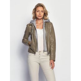 Maze Damen Lederjacke "Mico", braun, Gr. XL, Obermaterial: 100% Lammleder; Innenfutter: 100% Polyester; Kapuze: 55% Baumwolle, 45% Polyester, Jacken