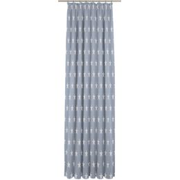 Vorhang WIRTH, B:135cm H:245cm, blau, Jacquard, Baumwolle, Polyester, Wohnzimmer, Gardinen, "Crayon"