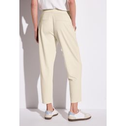 Street One Damen Stoffhose, beige, Gr. 44, unifarben, Stoff, 82% Polyester, 18% Elasthan, Hosen, Middle Waist