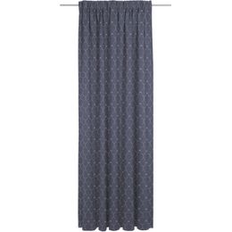 Vorhang Adam, B:142cm H:225cm, blau, Jacquard, Baumwolle, Wohnzimmer, Gardinen, "Indian Cortezada Light", aus 100% Bio-Baumwolle