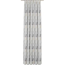 Vorhang WIRTH, B:132cm H:145cm, grau, Jacquard, Baumwolle, Polyester, Wohnzimmer, Gardinen, "Bray"
