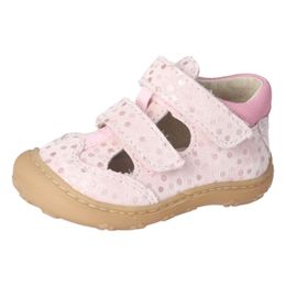 Baby Lauflernschuh "Ebi WMS: mittel", Pepino BY RICOSTA, Gr. 23, rosa, Textil, Veloursleder, Glitzer, gepunktet, Schuhe, Klettschuh, Lederinnensohle,
