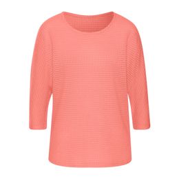 Vivance Damen 3/4-Arm-Shirt "aus b&uuml;gelfreiem Waffelstrick", orange, Gr. 32, leicht transparent, unifarben, Strick, Obermaterial: 64% Polyester, 34%