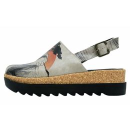 DOGO Damen Clog "Akita Sunset Animals Damen Sandalen", Gr. 38, grau, Lederimitat, Schuhe, Handgefertigt