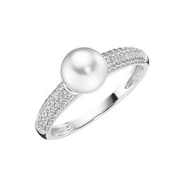 Lady Damen Fingerring, 18, Perlen Silber 925 (Sterlingsilber), wei&szlig;, Perlen, Silber 925 (Sterlingsilber), Fingerringe