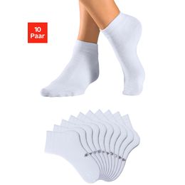 H.I.S. H.I.S Damen Kurzsocken "Damen Herren Kurzschaft Socken", Gr. 35, wei&szlig;, Baumwolle, Baumwollmischung, Elasthan, Polyamid, unifarben, Socken, mit