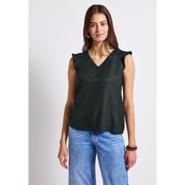 Street One Damen Spitzentop, gr&uuml;n, Gr. 44, unifarben, Stoff, Vorderseite: 100% Viskose; R&uuml;ckseite: 95% Viskose, 5% Elasthan, Tops, aus elastischem